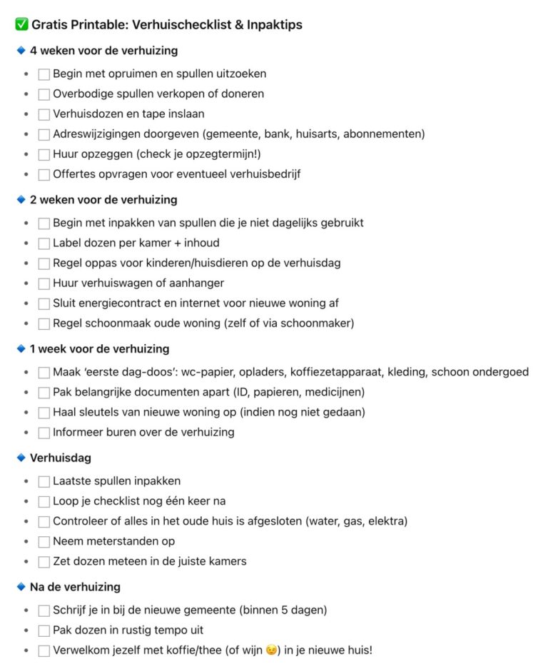 Verhuizen Tips Inpakken + Gratis Verhuischecklist - Huisvlijt