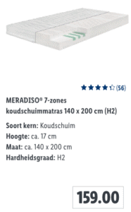 Lidl matras Meradiso 7-zones - Huisvlijt